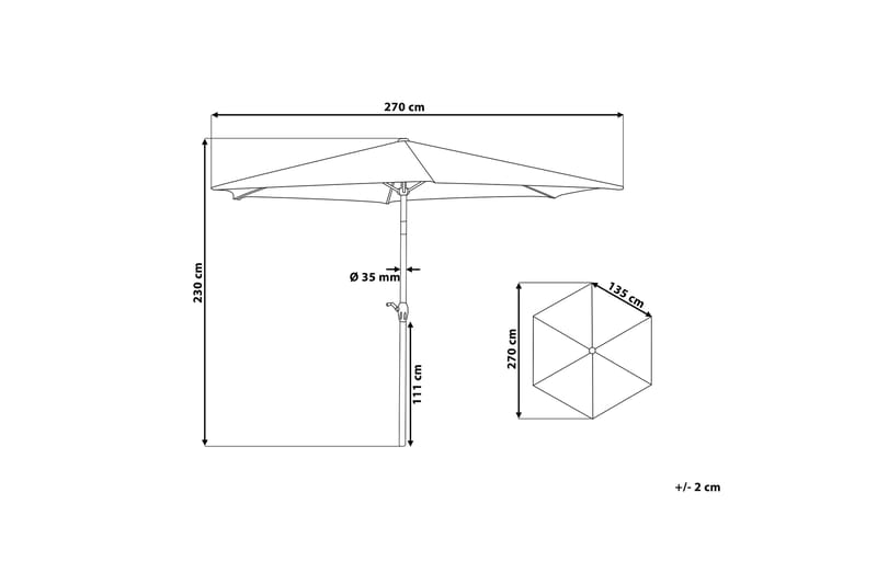 Varese Parasoll 230 cm Beige - Hagemøbler - Trademax