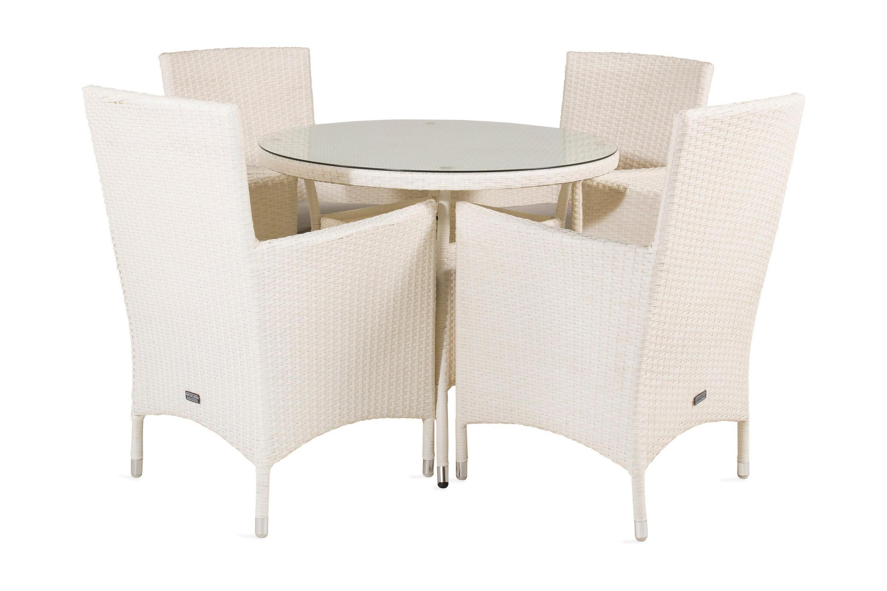 Venture Home Volta Spisegruppe Rund Ø90cm + 4 Malin Karmstoler Svart/Grå - Hagemøbler - Trademax