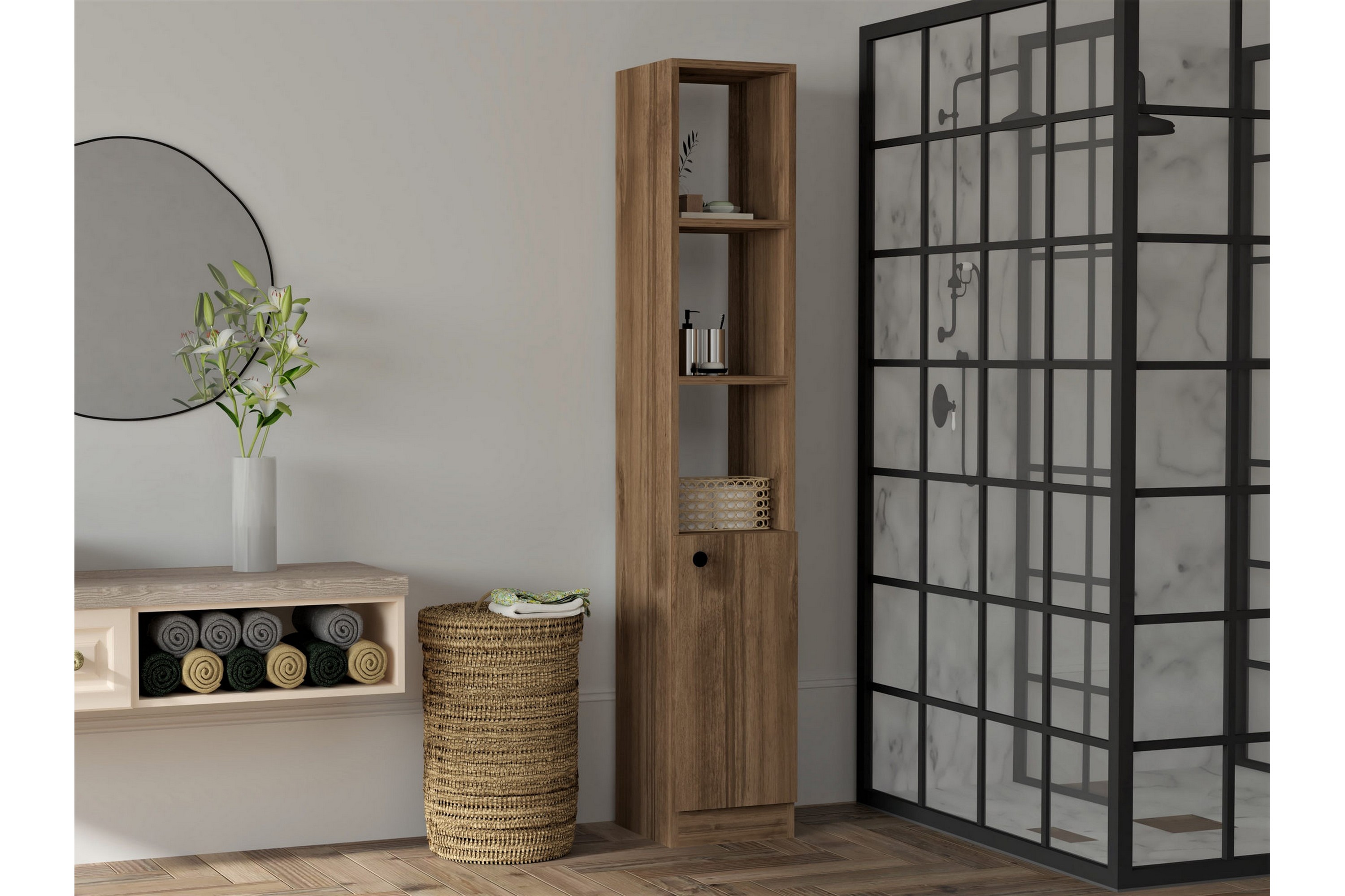 Andifli Baderomsoppbevaring 30x170 cm Brun - Hus & oppussing - Trademax