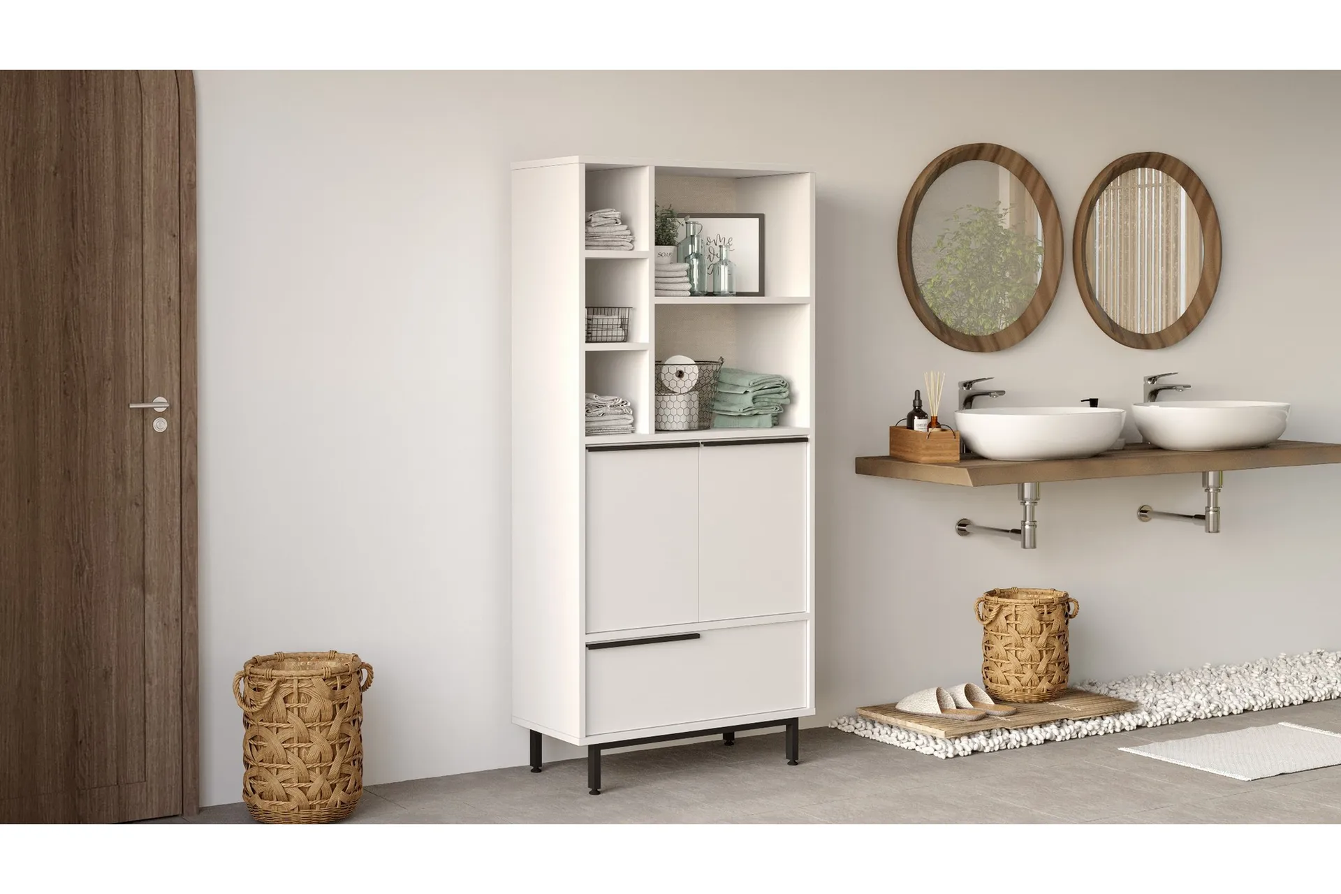 Liyakat Høyskap Baderom 161,6 cm Hvit - Hus & oppussing - Trademax