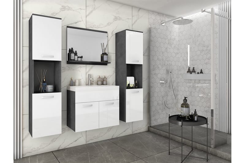 Baderomsmøbel Hvit|Svart - Hus & oppussing - Trademax