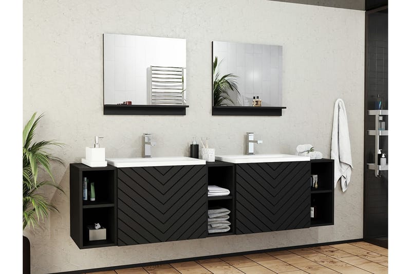 Kintore Baderomsmøbelsett Svart - Hus & oppussing - Trademax