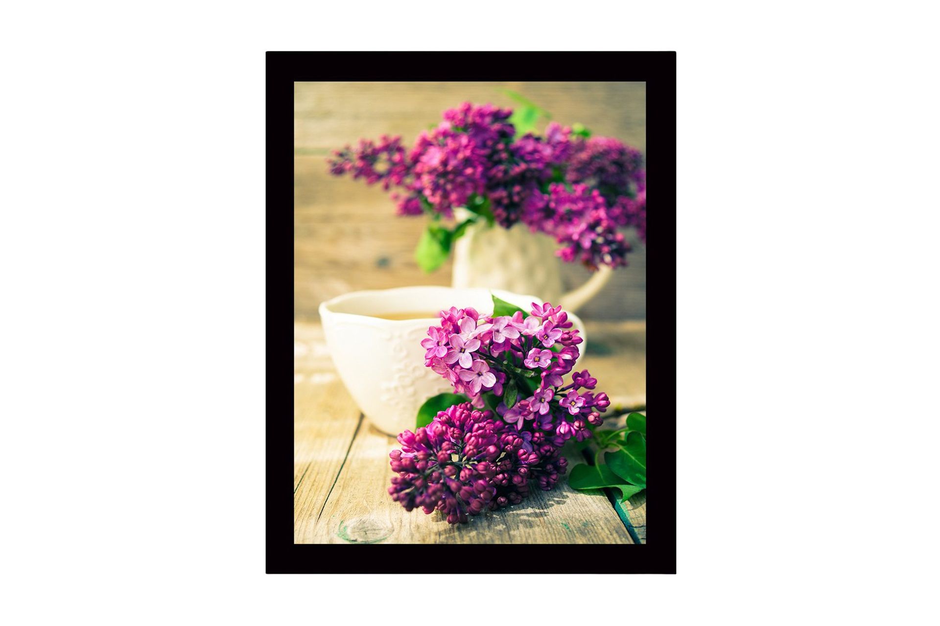 Innrammet lerret i tre - 41x56 cm - Fargerik bukett med syriner Lilla ...