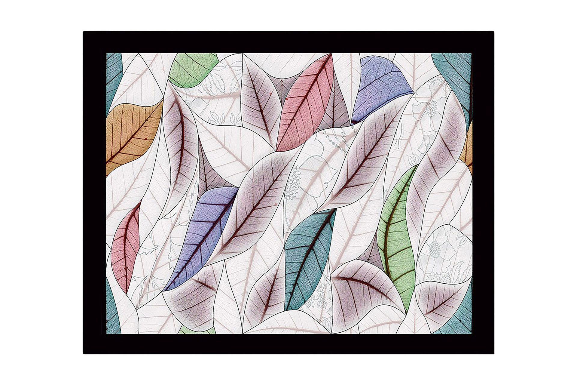 Innrammet lerret i tre - 41x56 cm - Fargerike blader i en harmonisk ...