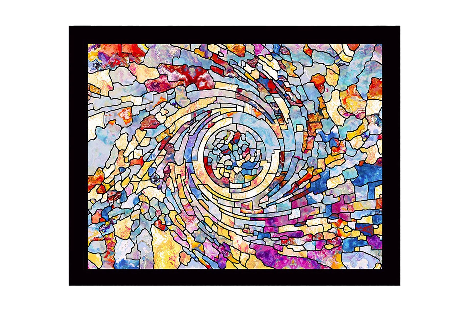 Innrammet lerret i tre - 41x56 cm - Spiraler av fargerike ...