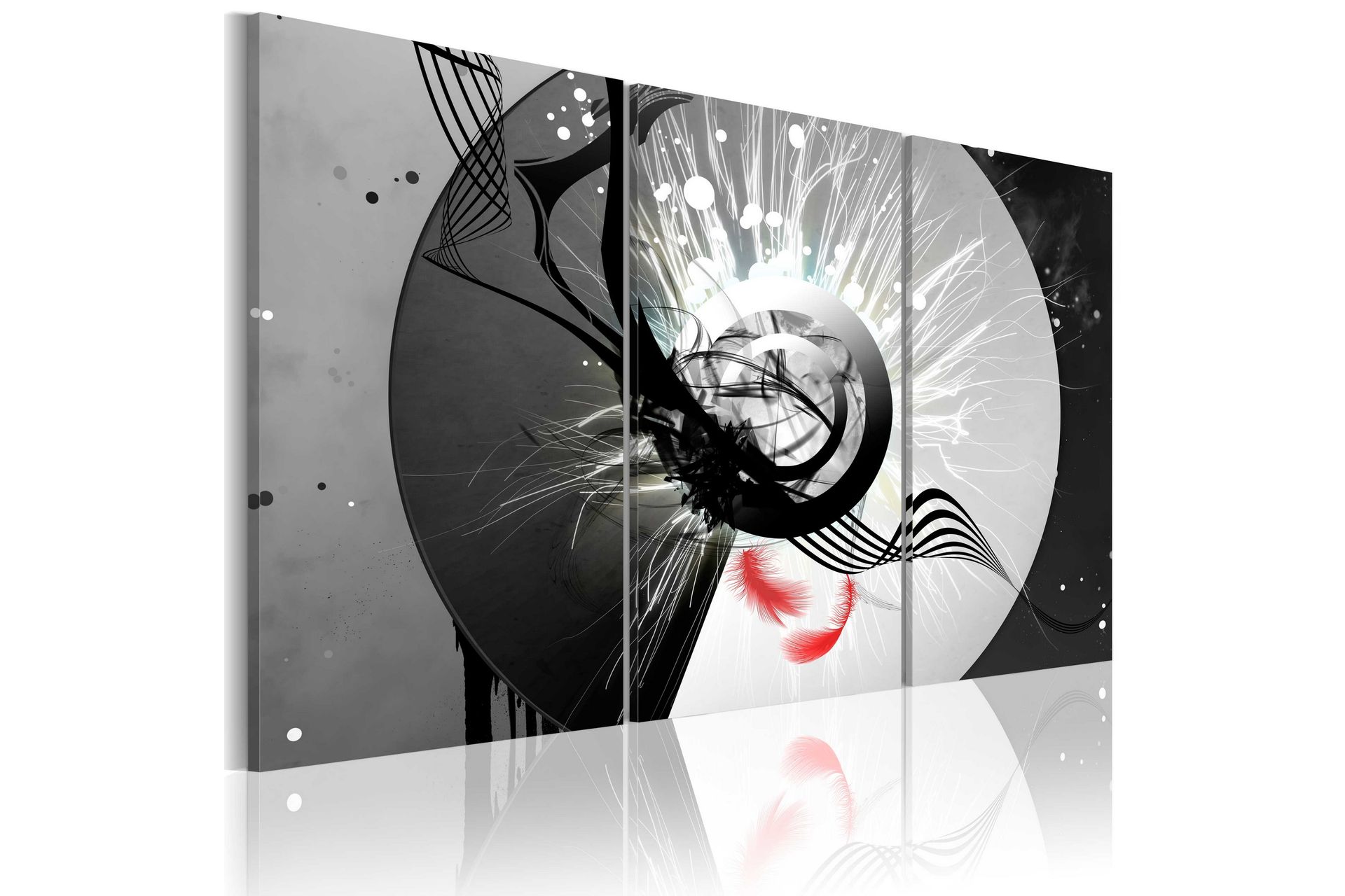 Bilde Metal Circle & Red Feathers 120x80 Artgeist sp. z o. o ...