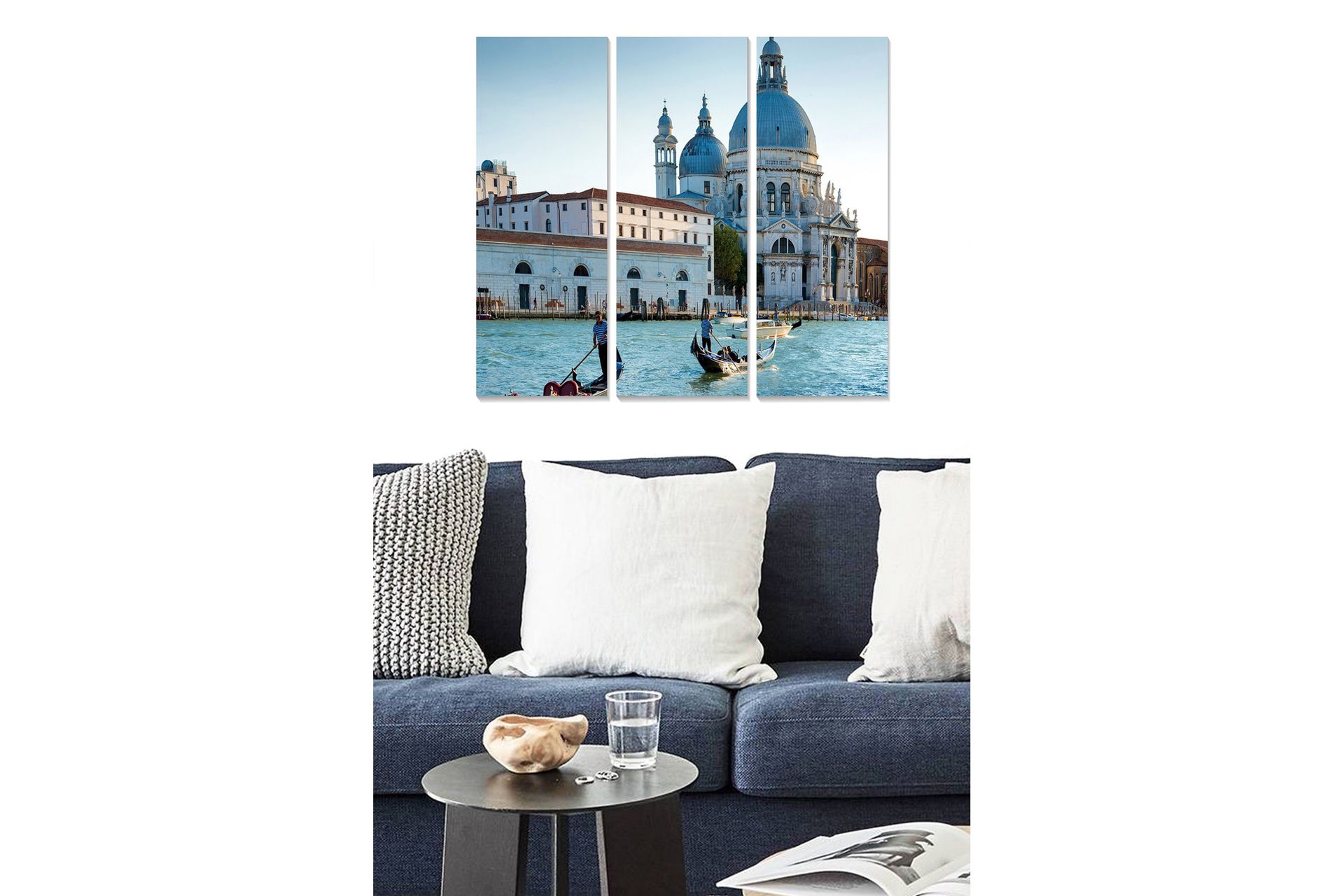 Trelerretsbilde 3-delt 50x70 cm - Vakker utsikt over Venezia med ...
