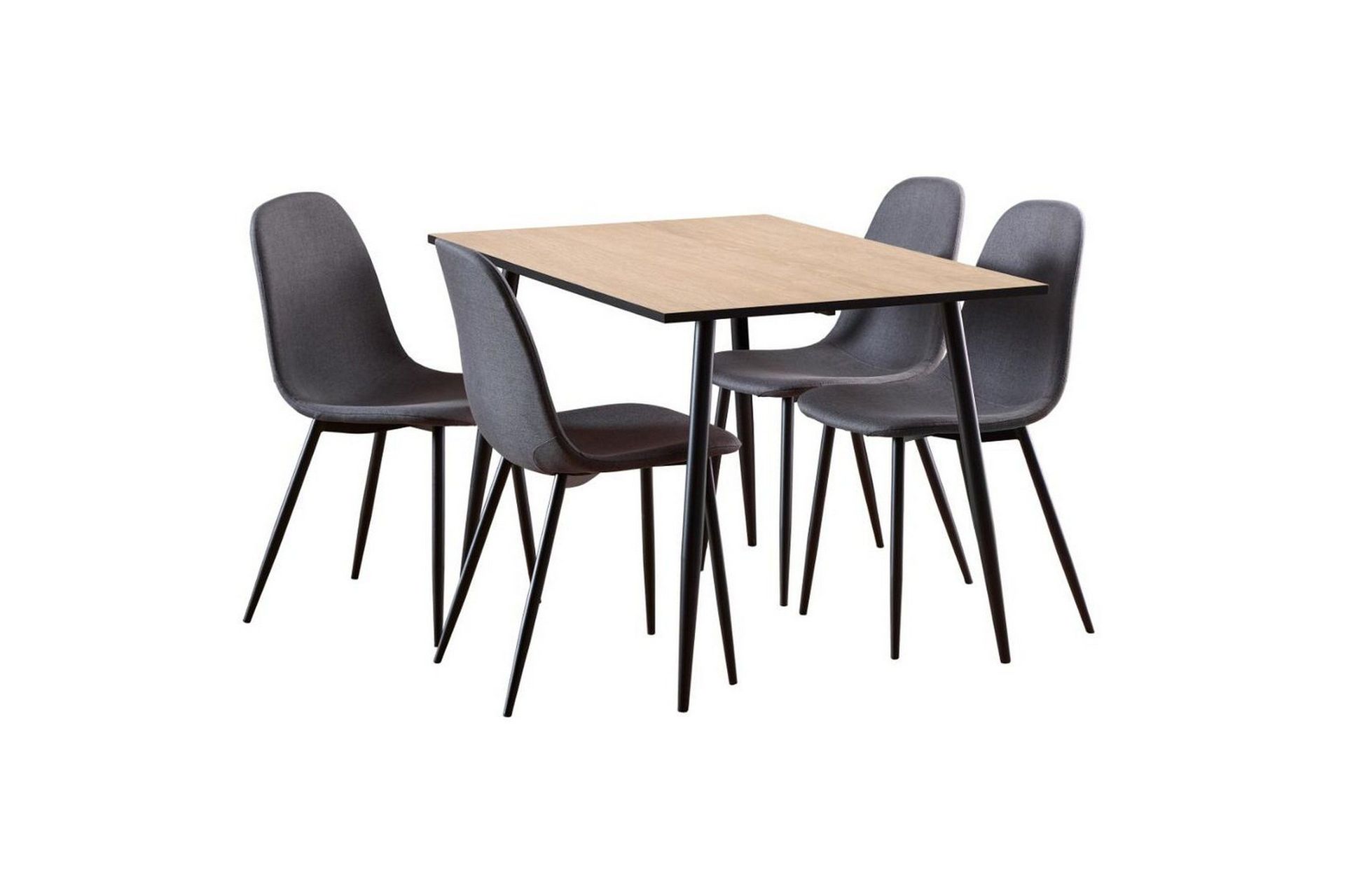 Finola Spisegruppe 120 Cm + 4 Salaman Spisestoler Grå/Hvit/Svart ...