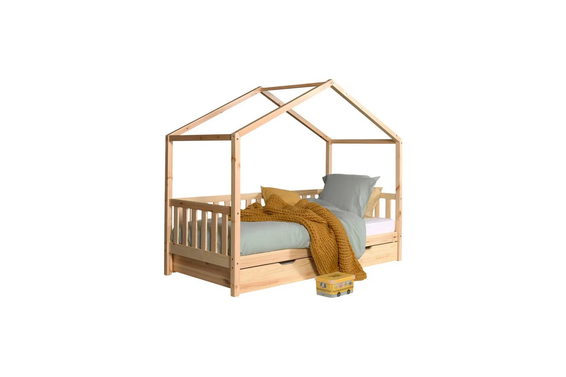 Husseng med skuff Dallas 90x200 cm Naturlig, Med gjerde Naturlig, Med ...