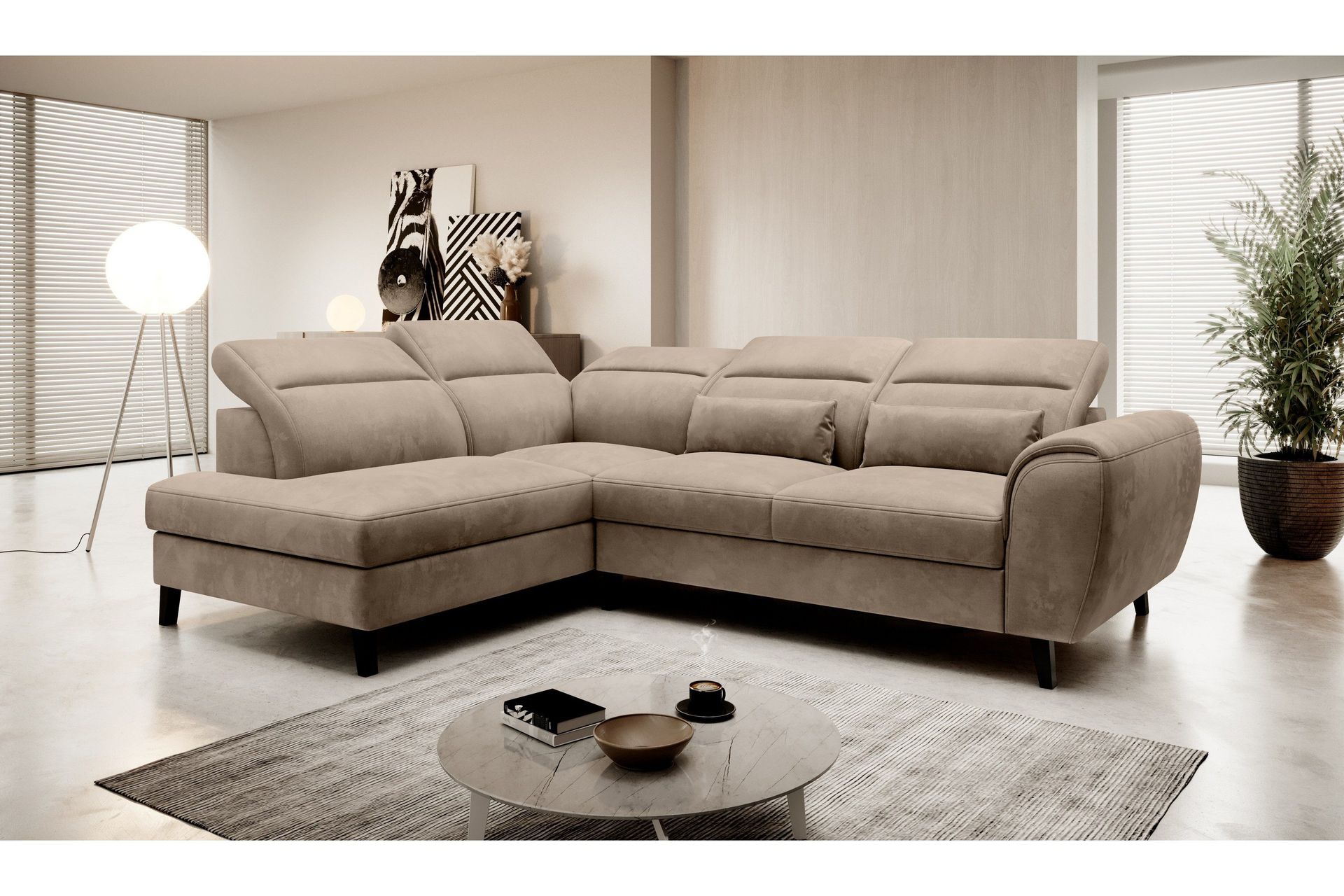 Sajda Sovesofa m. Sjeselong 3-seter Lys brun - Møbler - Trademax