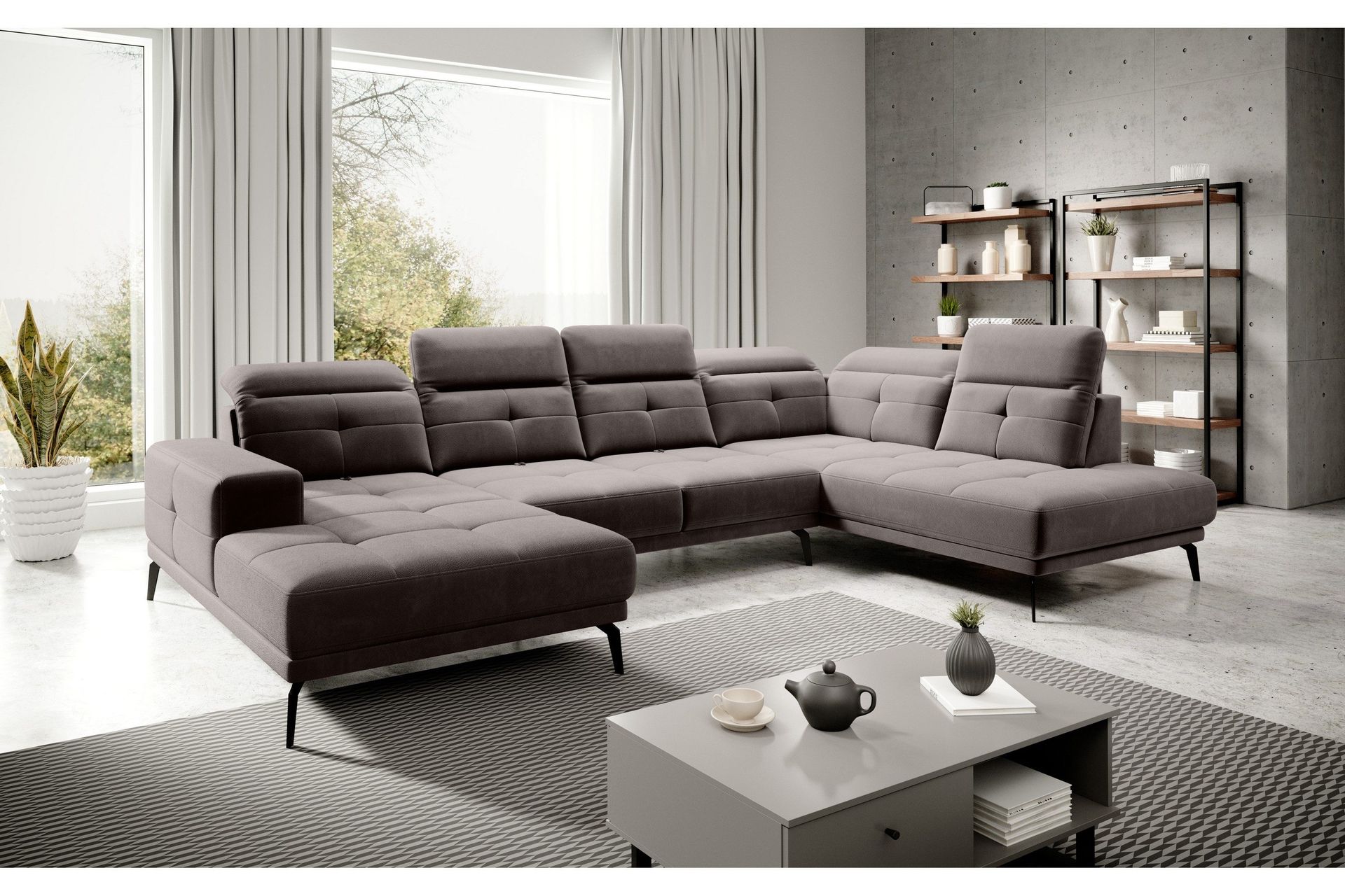 Devender Sofa m. Divan og Sjeselong Beige - Møbler - Trademax