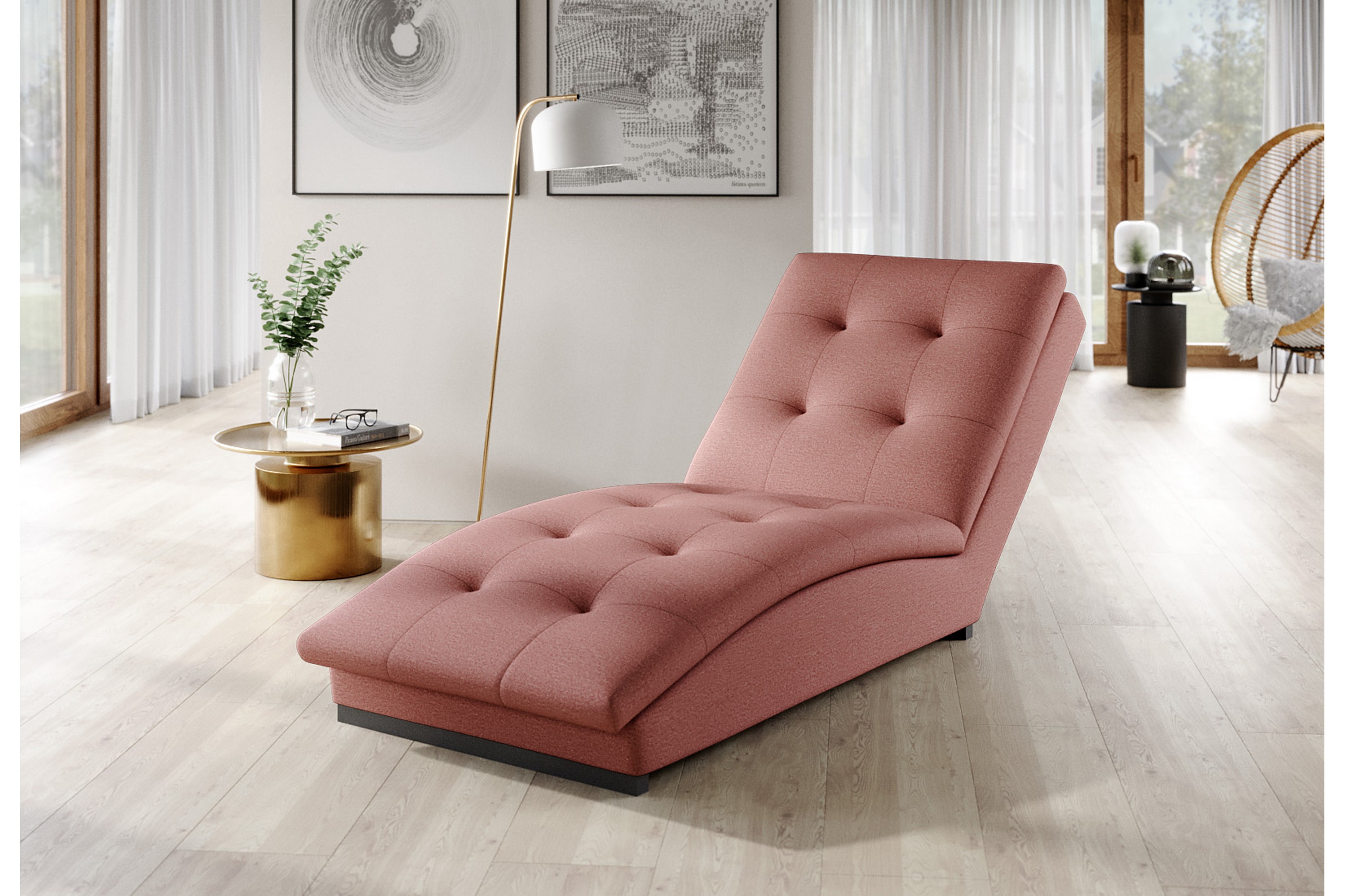 Manwi Sjeselonglenestol Rosa - Møbler - Trademax