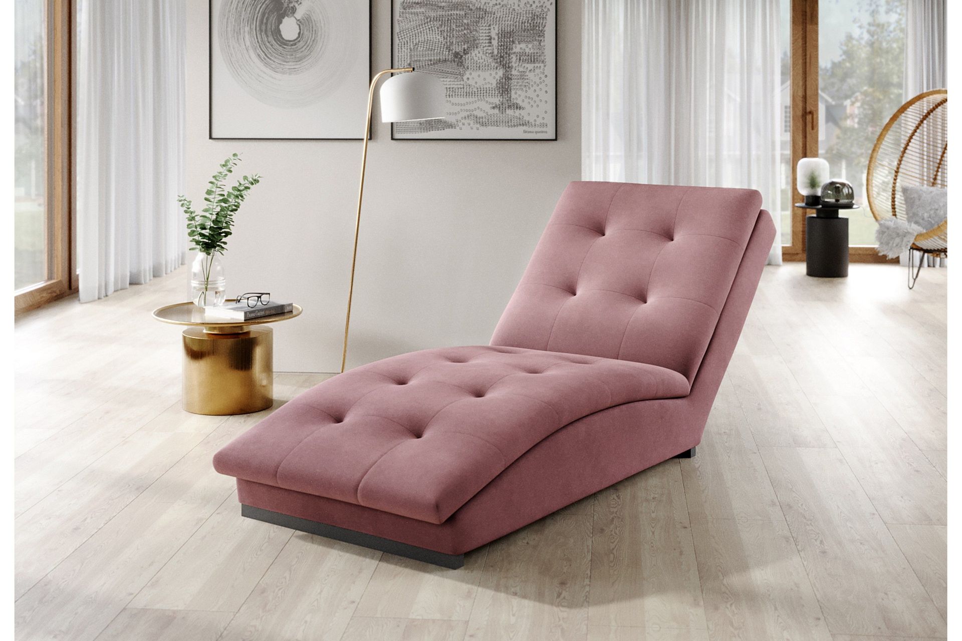 Manwi Sjeselonglenestol Rosa - Møbler - Trademax