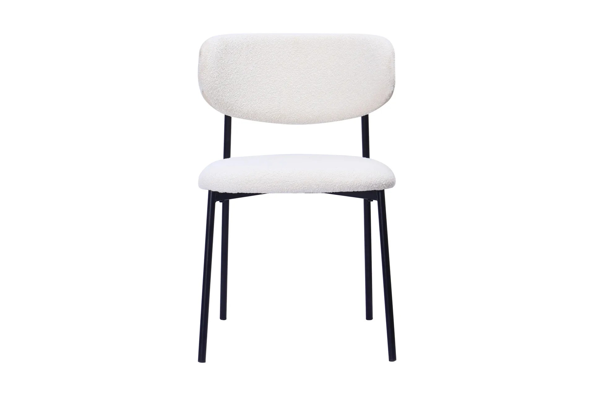 Basic Home Lucy Spisestol Hvit bouclé / Metallben svart - Møbler - Trademax