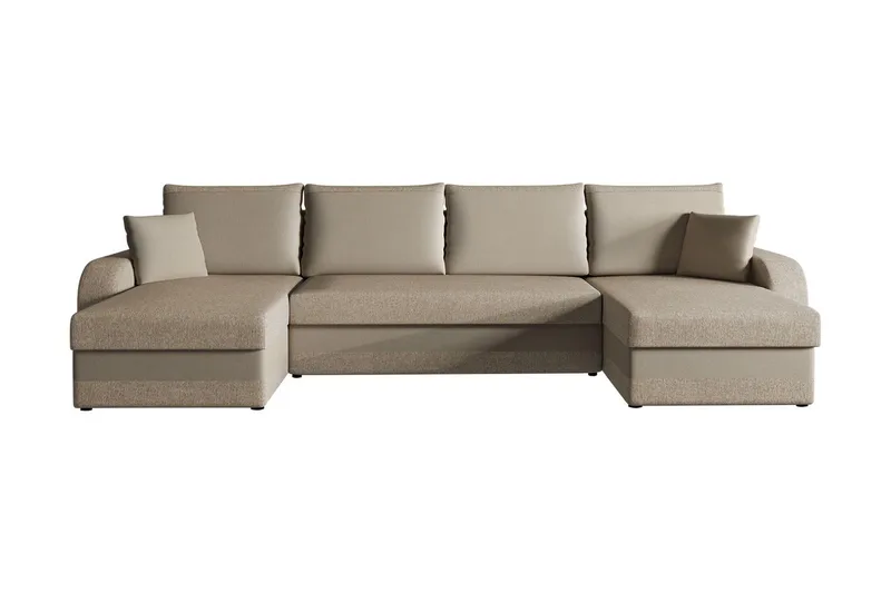 Majestic Furniture Alvared 4-seters Sovesofa med Dobbeldivan med Oppbevaring Fløyel/Beige ...
