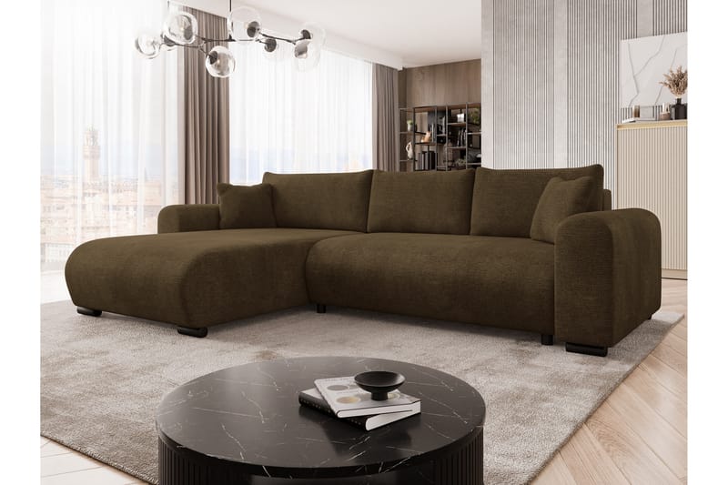 Handda Sovesofa med Sjeselong 3-seter i Fløyel Brun - Møbler - Black Friday coming soon - Trademax