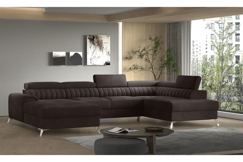 Kamran Sovesofa m. Divan og Sjeselong med Oppbevaring Brun - Møbler - Black Friday coming soon ...