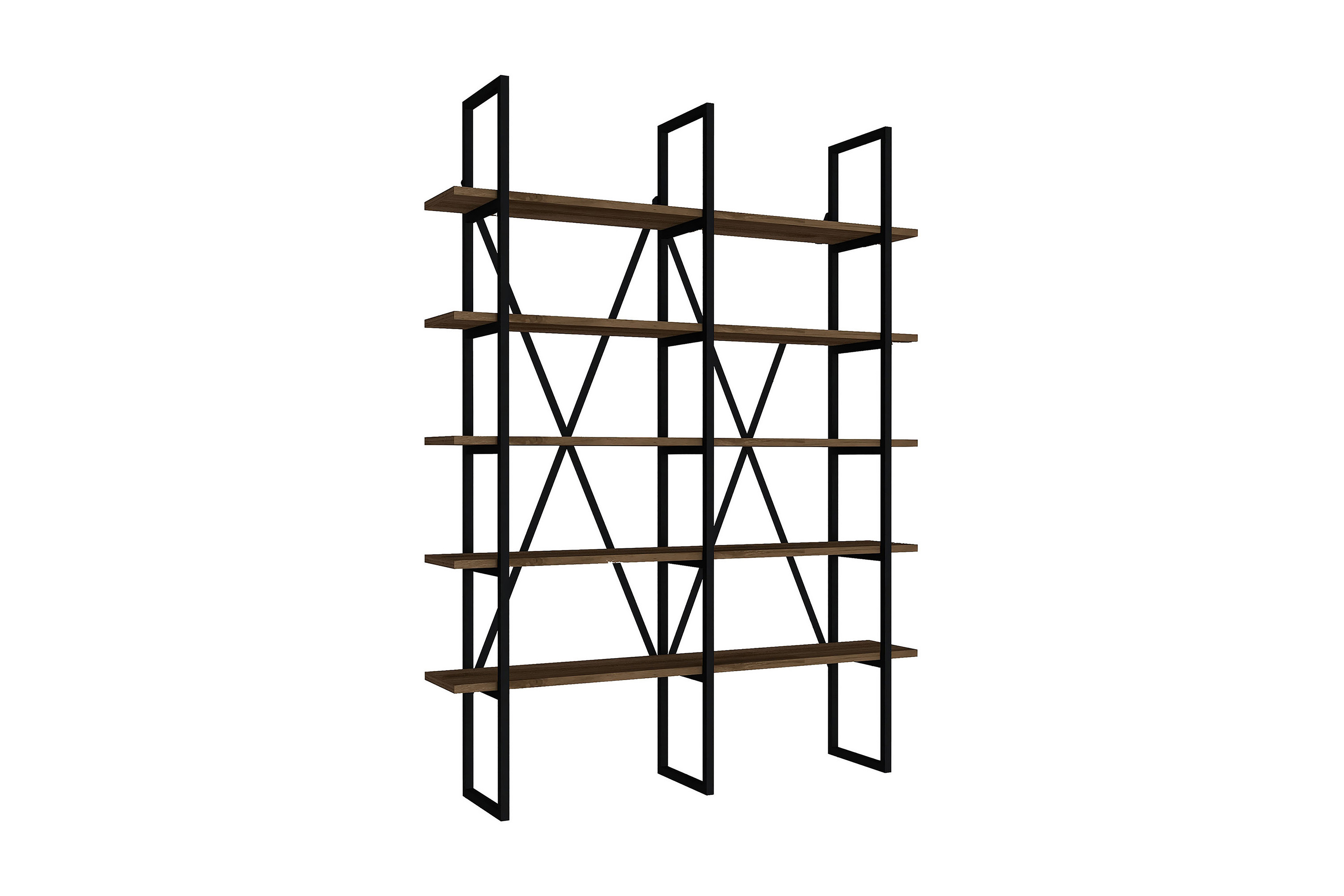 Berrugas Bokhylle 126x26 cm 10 Hyller Mørkebrun/Svart - Oppbevaring ...