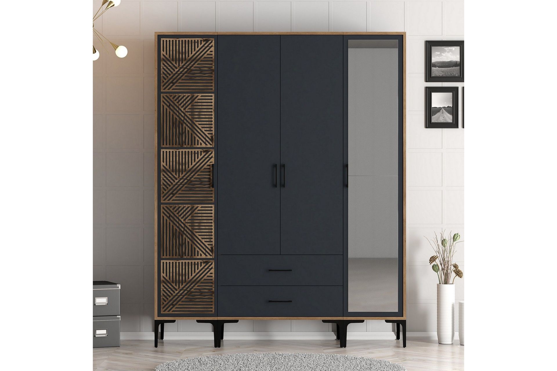 Kumsal Garderobe med Speil Antrasitt - Oppbevaring - Trademax