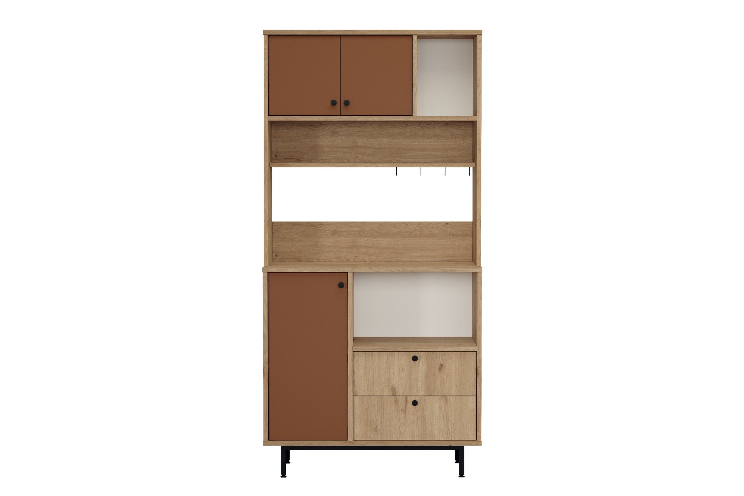 Donae Highboard Eik/Rød - Oppbevaring - Trademax